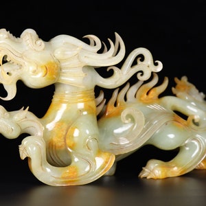 N3348 Vintage Chinese Hetian Jade Carved Fortune Dragon Statue - Etsy