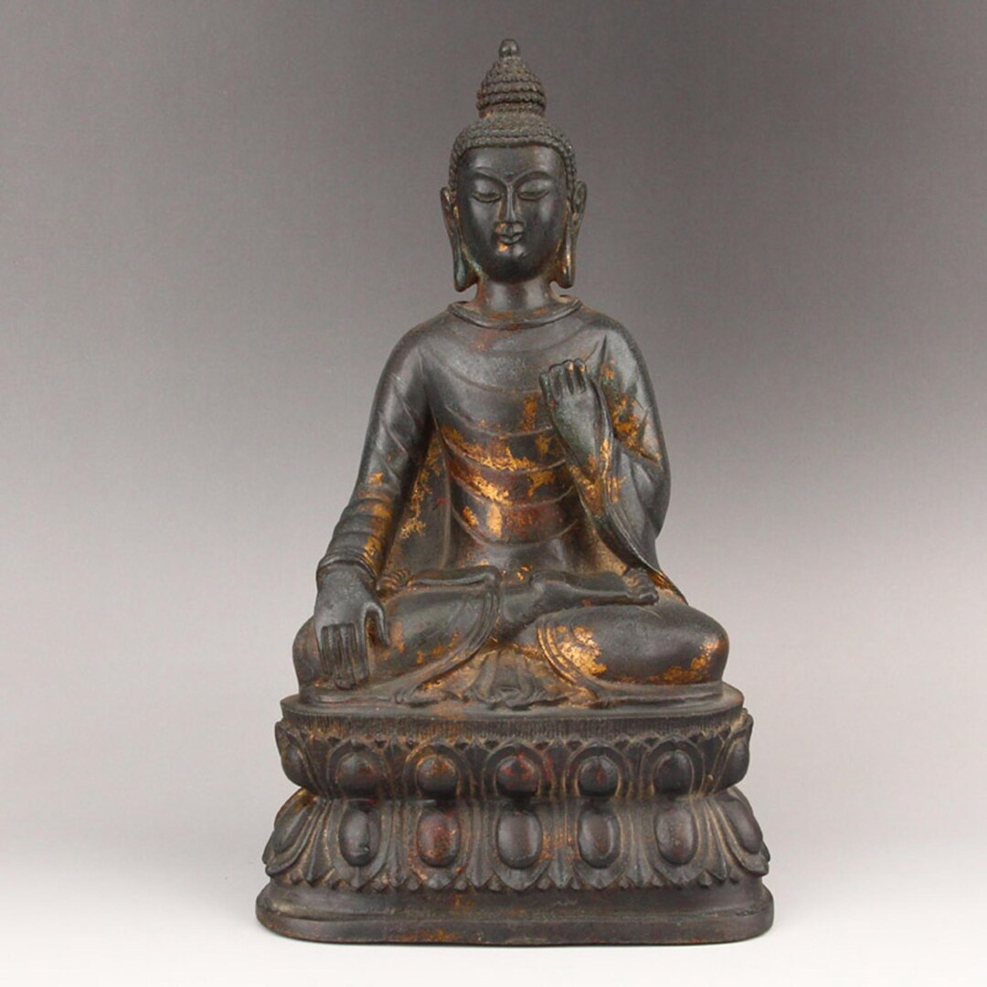 N5464 Vintage Chinese Gilt Gold Bronze Buddha Statue - Etsy