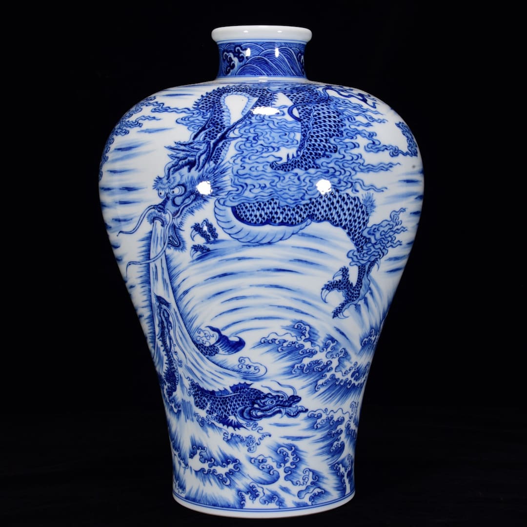 N8709 Chinese Qing Dynasty Blue and White Porcelain Fortune - Etsy