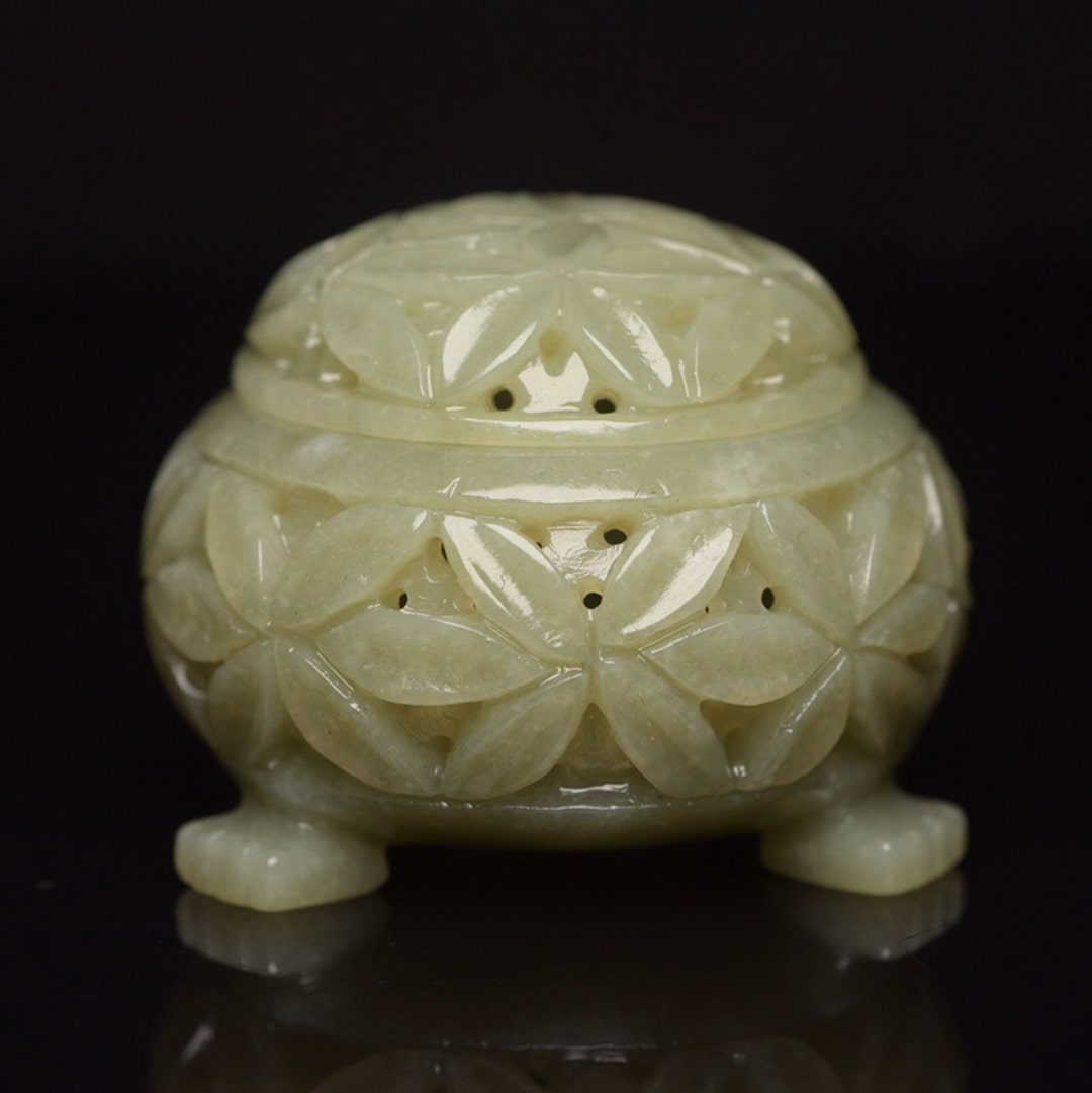 E6495 Openwork Chinese Hetian Jade Carved Incense Burner - Etsy