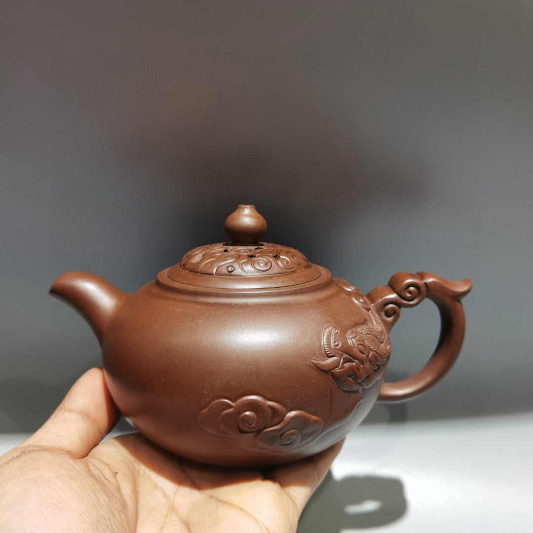 N1241 Openwork Chinese Yixing Zisha Clay Dragon Design Teapot W Artist ...