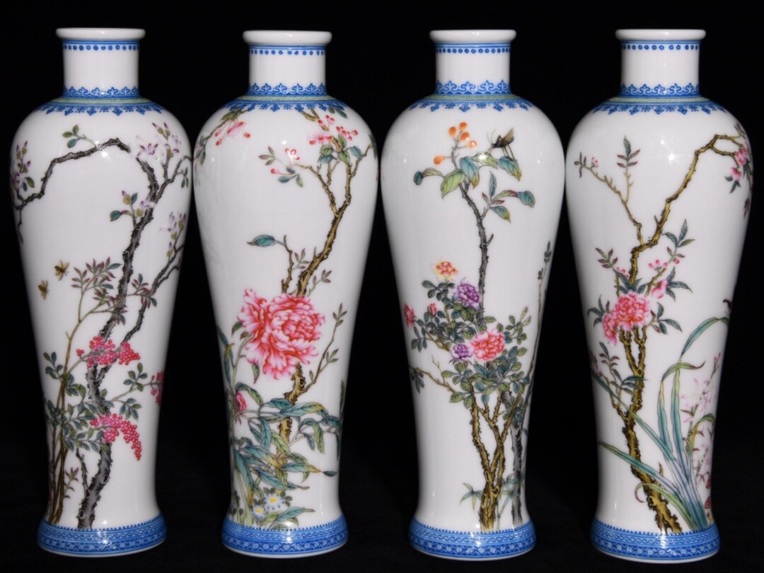 E3116 A Set Four Chinese Famille Rose & Blue and White - Etsy