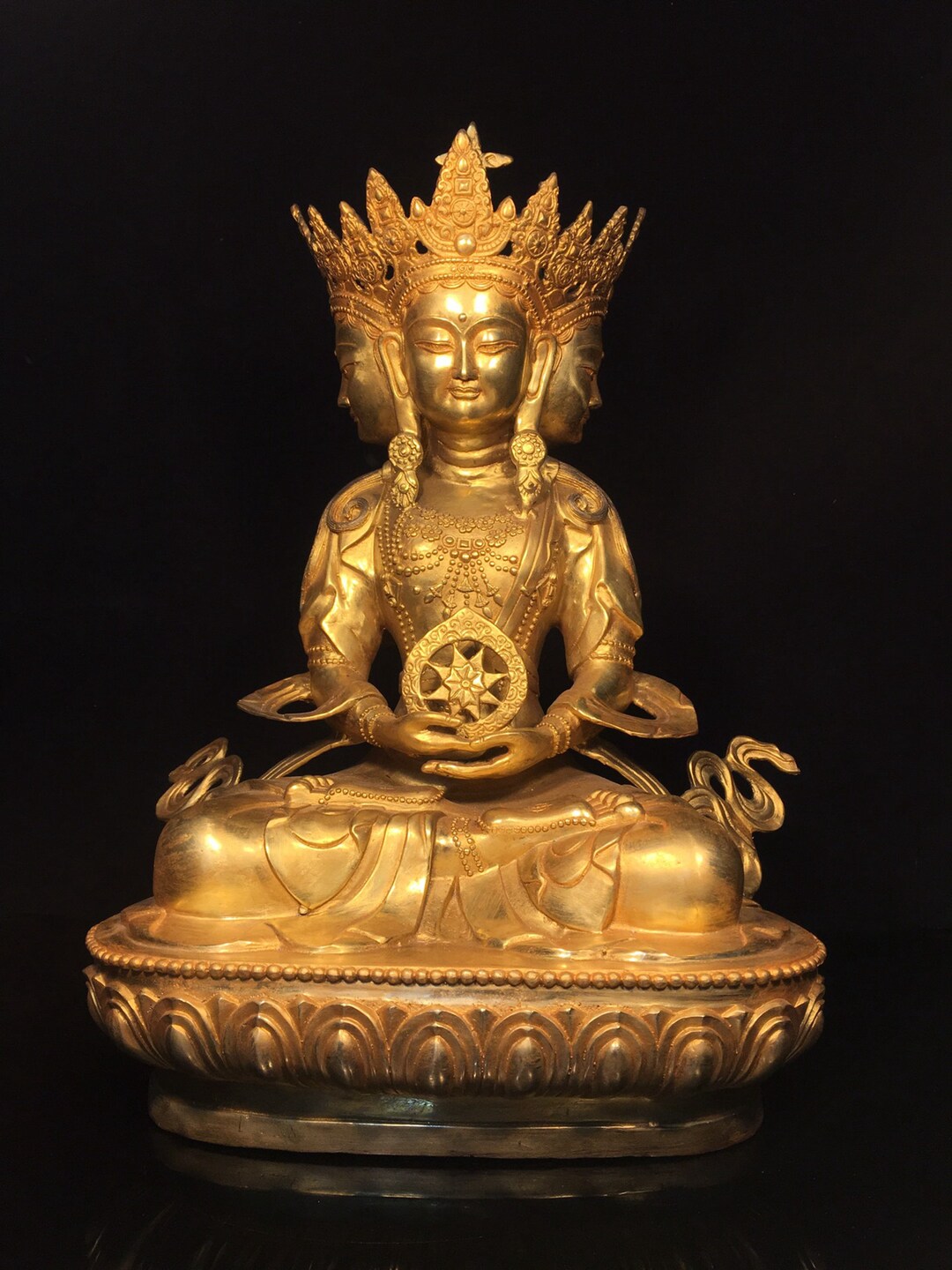 E7468 Vintage Chinese Gilt Gold Bronze Four-faced Buddha Statue - Etsy