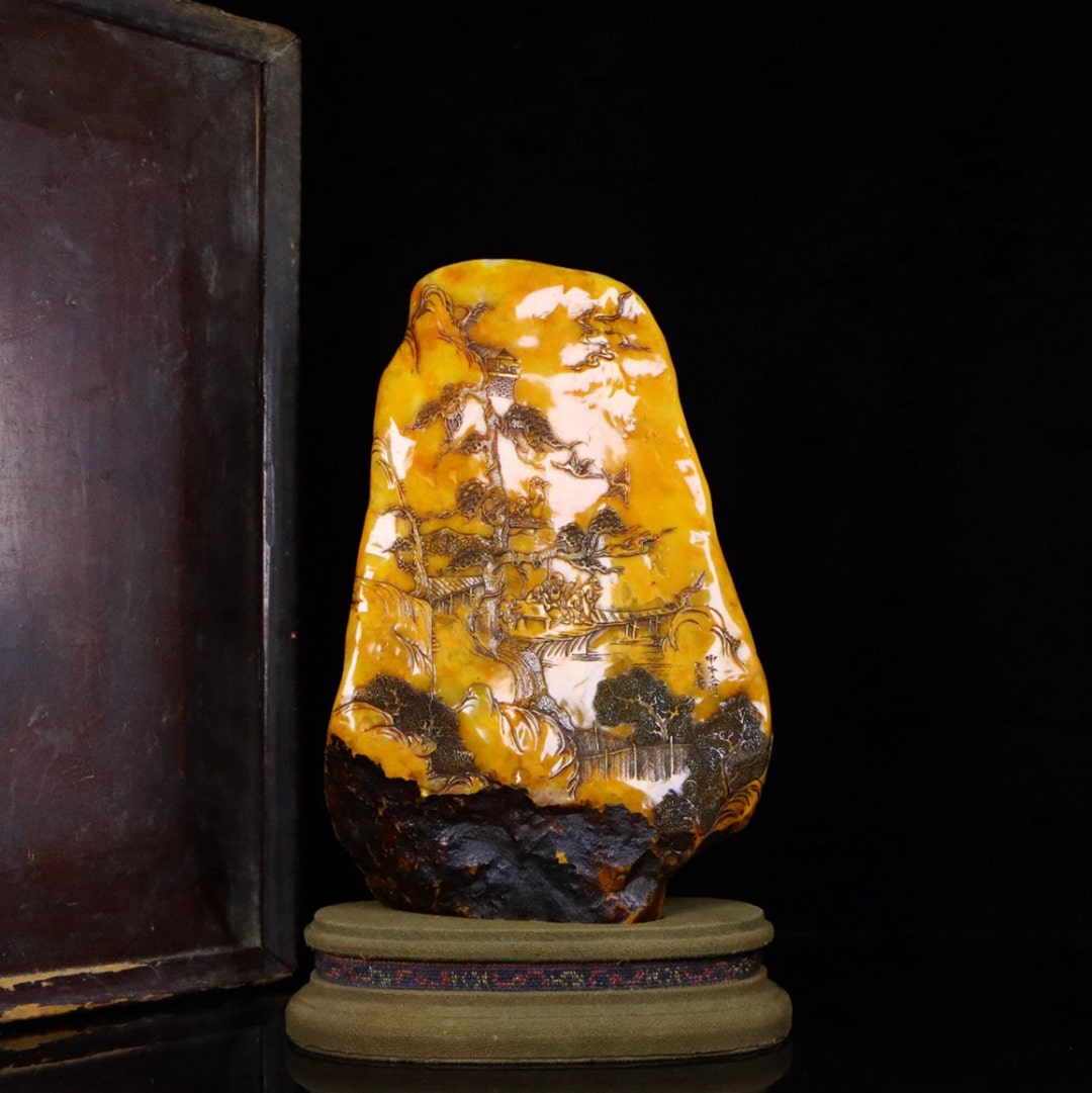 E8405 Vintage Chinese Shoushan Stone Tianhuang Stone Mountain River ...