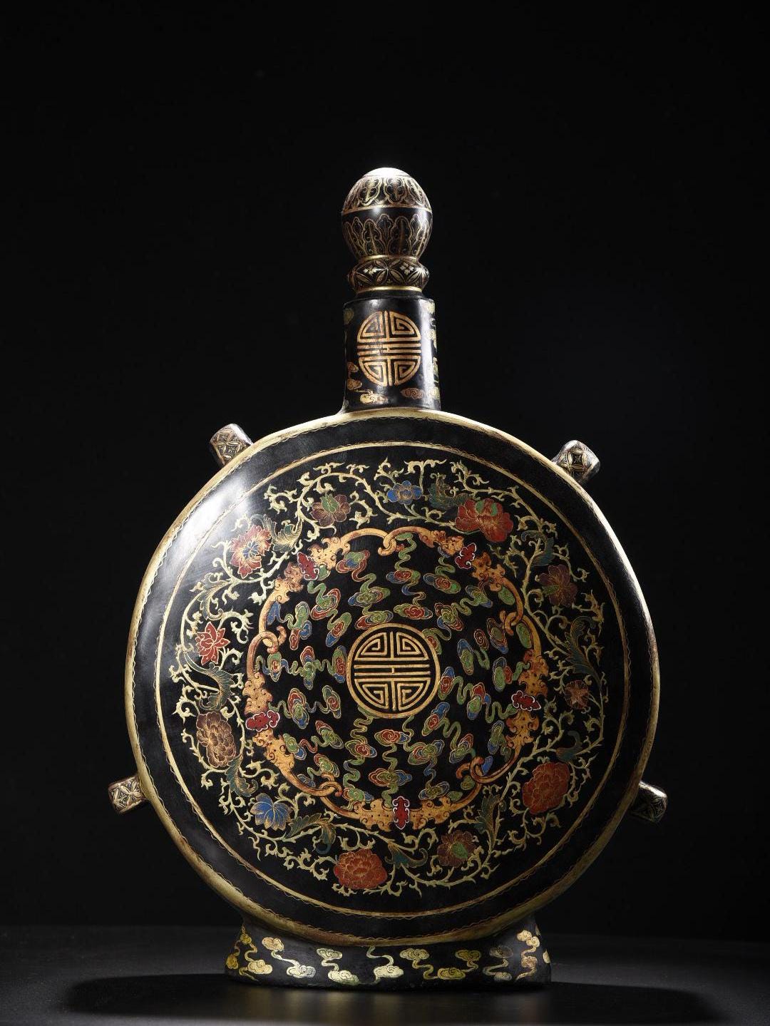 N5965 Vintage Chinese Gilt Gold Wooden-cored Lacquerware Lotus Flower ...