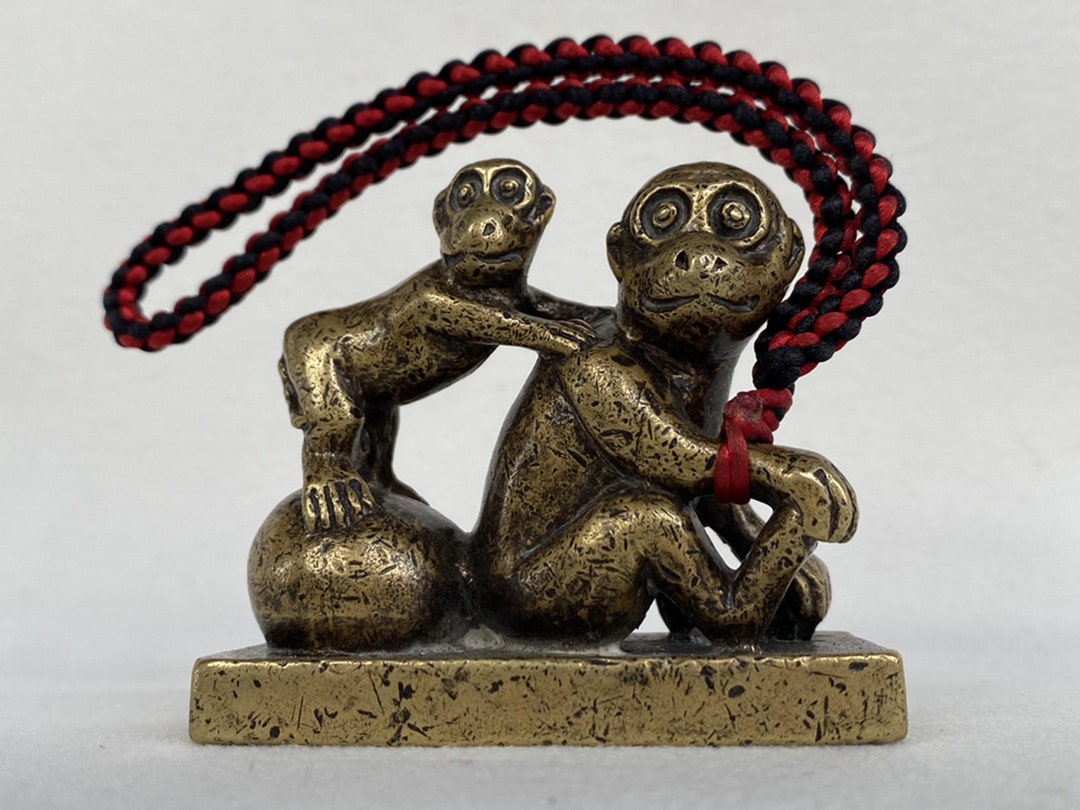 E4544 Vintage Chinese Brass Monkey Seal - Etsy