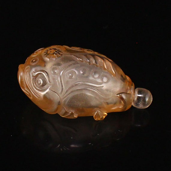 N9877 Vintage Chinese Crystal Fortune Fish Snuff Bottle - Etsy