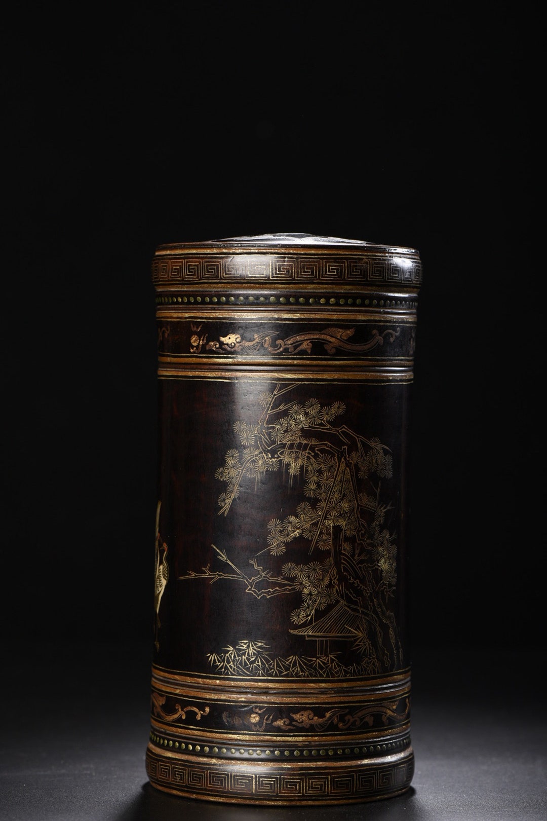 E6908 Old Chinese Gilt Gold Lacquerware Crane & Pine Tree - Etsy