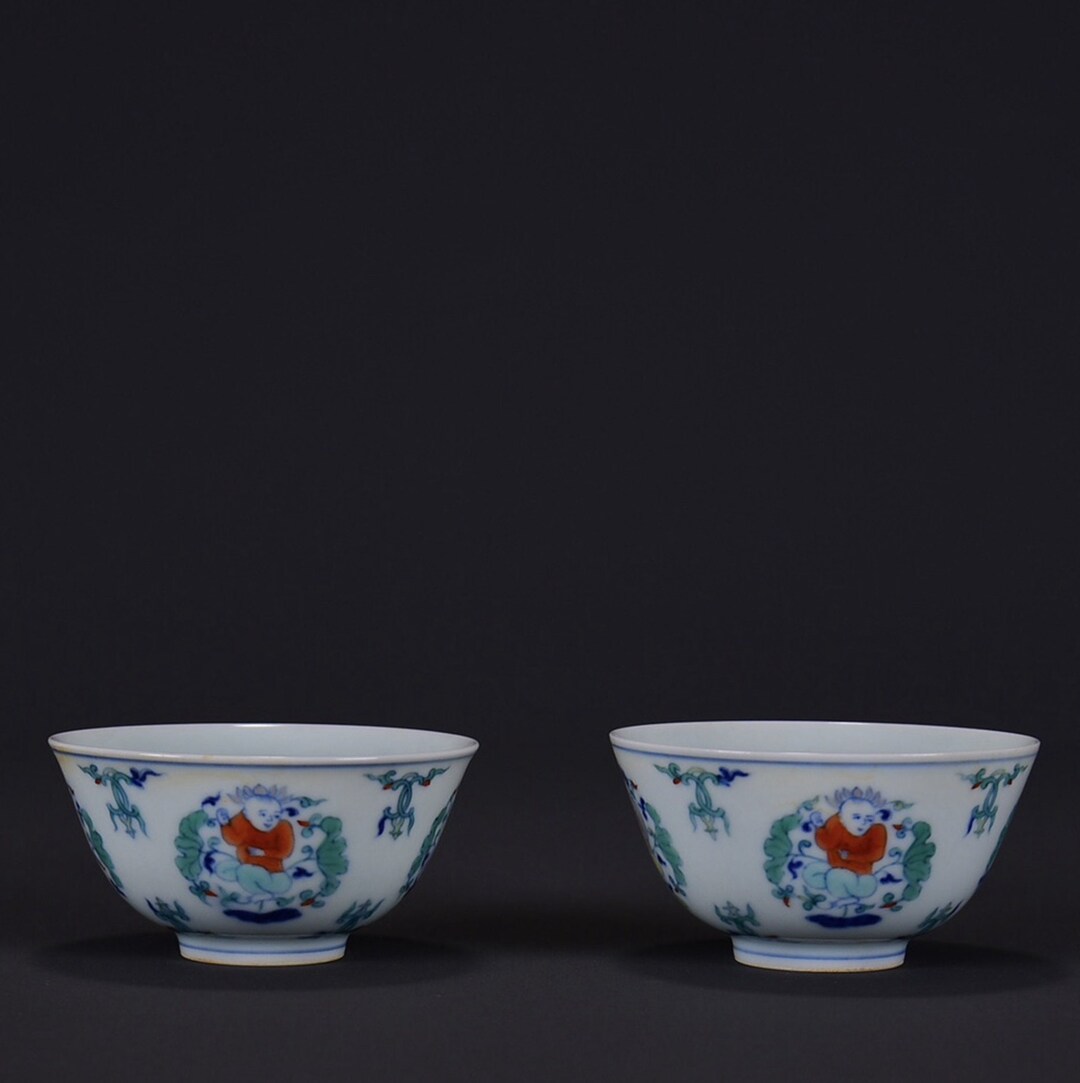 A6896 A Pair Chinese Chenghua Kid Design Porcelain Cups - Etsy