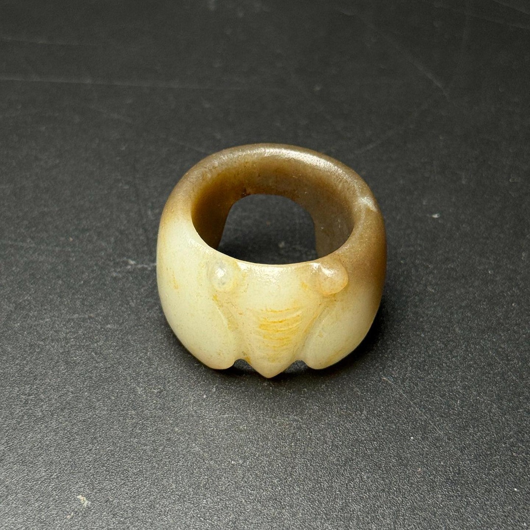 N6750 Inside Diameter 21.7MM Old Chinese Hetian Jade Carved Cicada ...