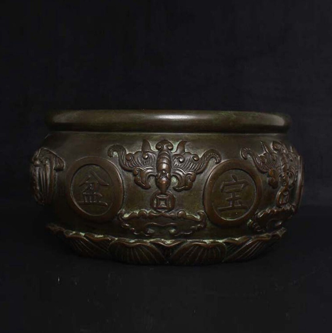 E6446 Vintage Chinese Brass Low Relief Bat Design Incense Burner - Etsy