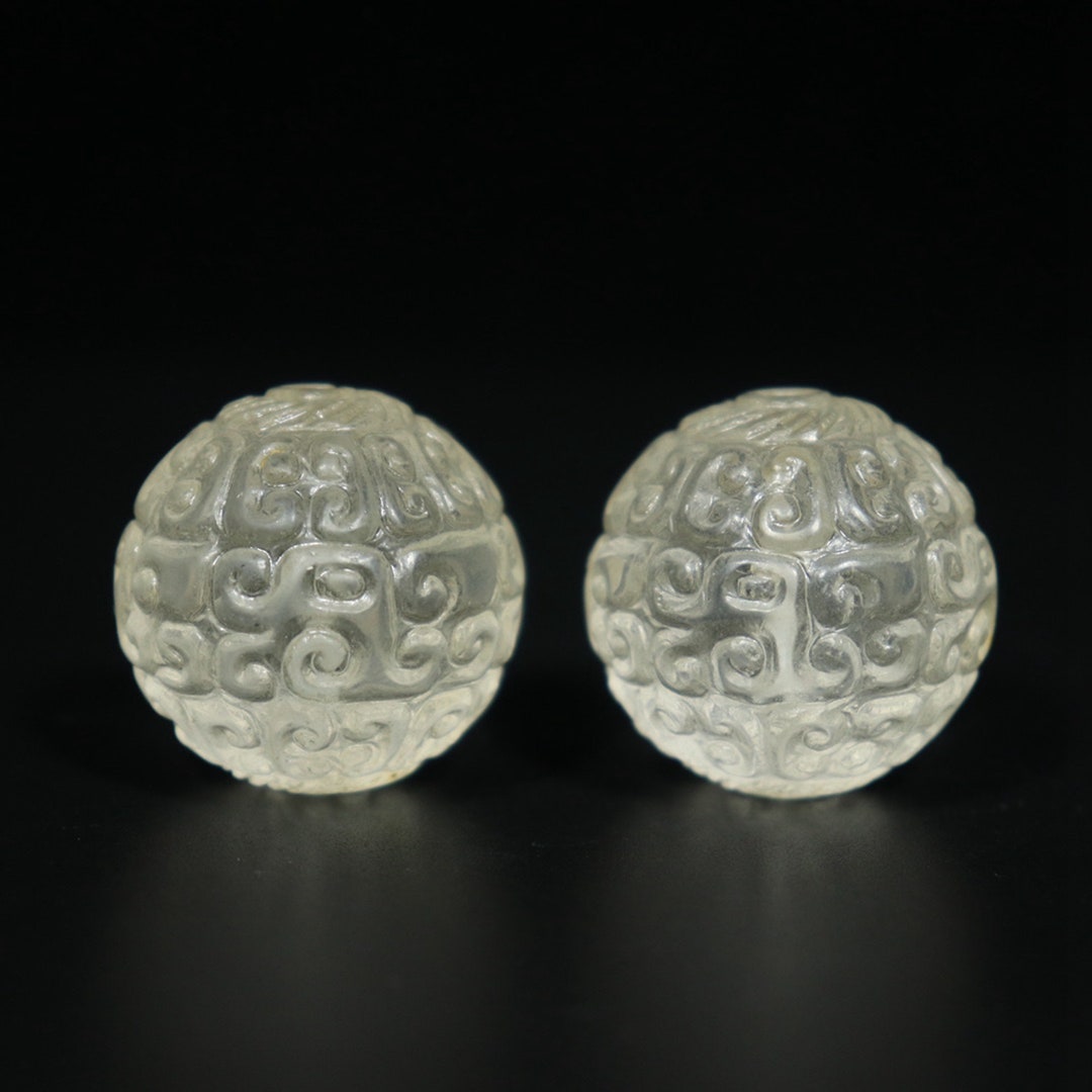 N0376 A Pair Chinese Crystal Low Relief Chi Dragon Design Beads - Etsy