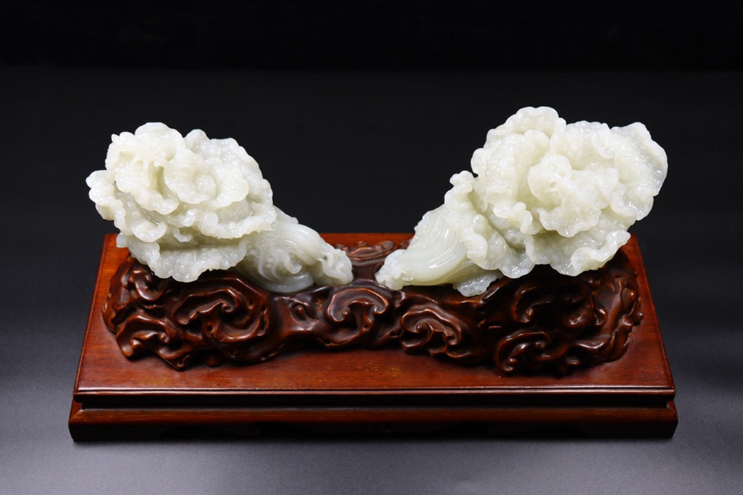 E7560 Superb Chinese White Hetian Jade Carved Fortune Cabbage Statue - Etsy