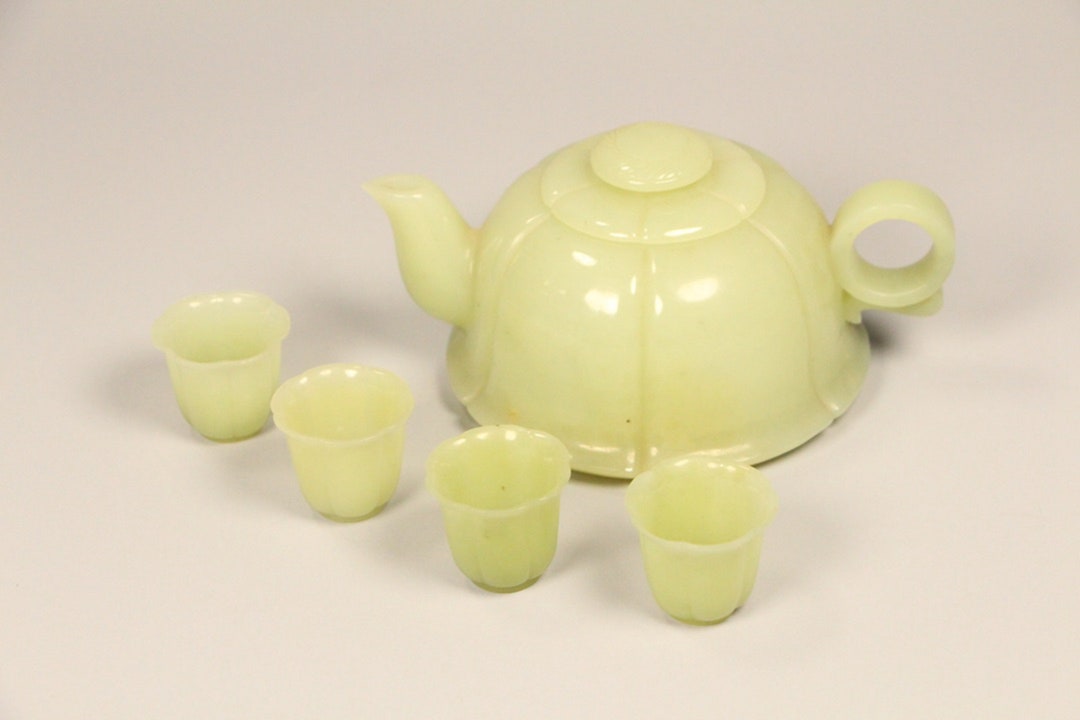 E6590 A Set Superb Chinese Natural Hetian Jade Carved Teapot & Cups - Etsy