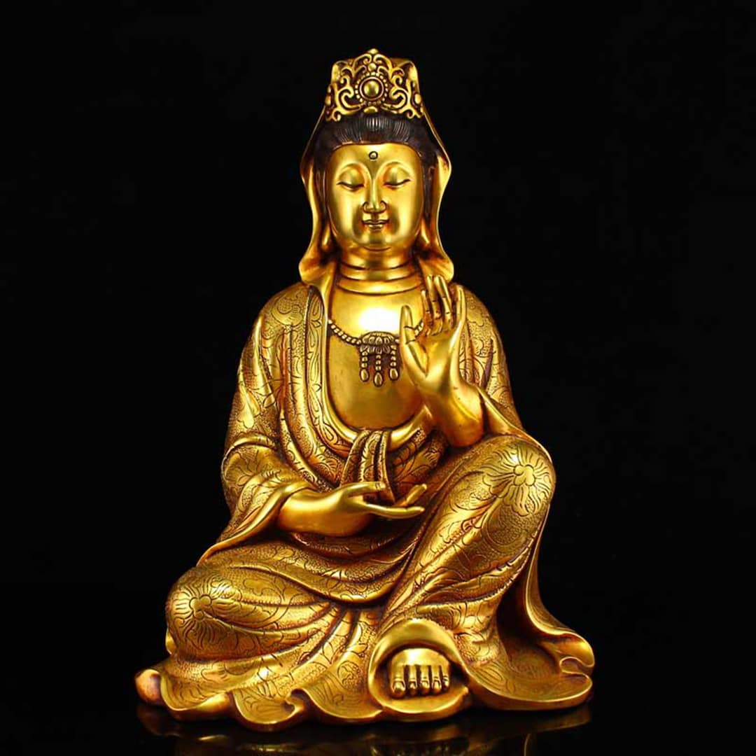 N4736 Superb Vintage Chinese Gilt Gold Bronze Kwan-yin Statue - Etsy