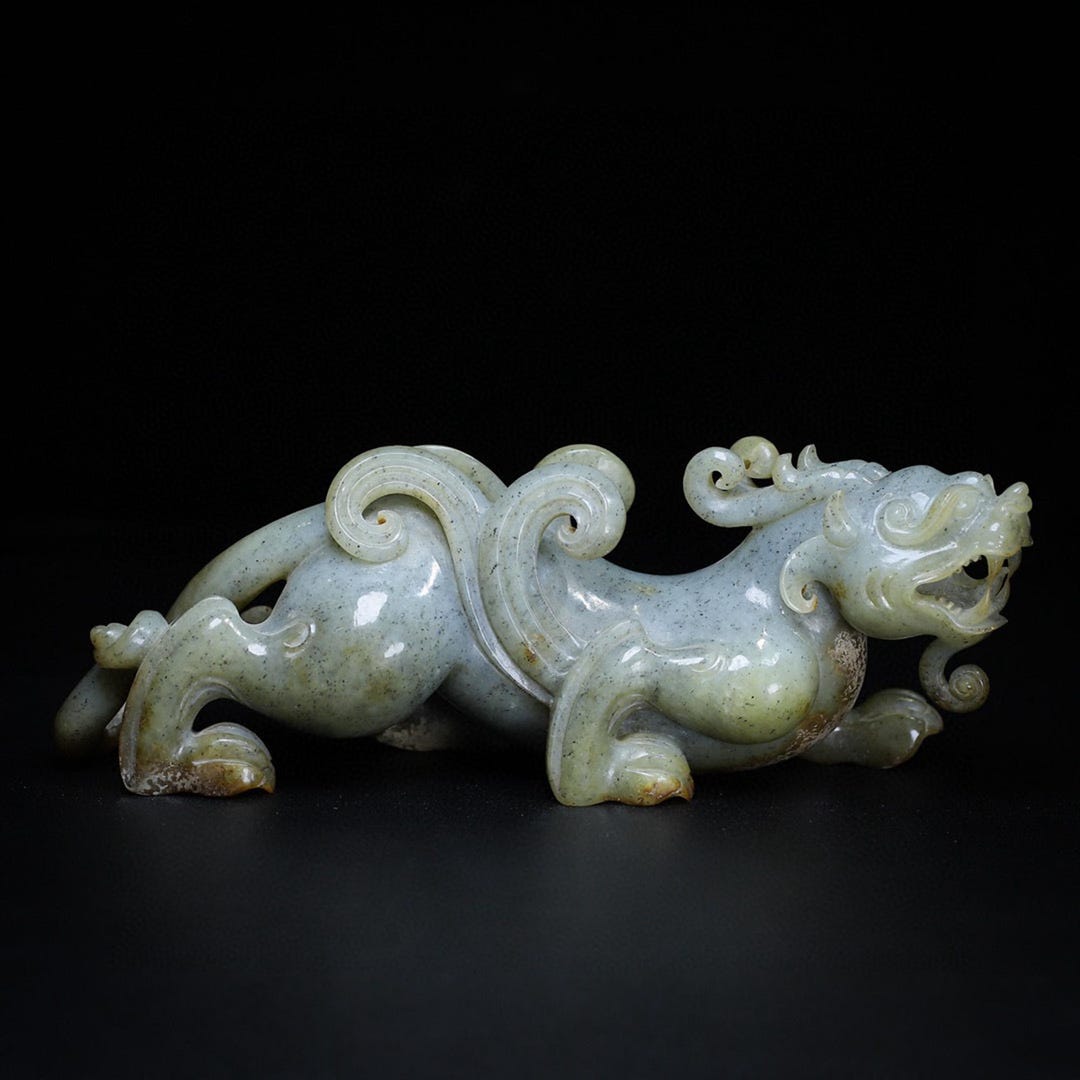 N9026 Vintage Chinese Jade Beast Statue - Etsy