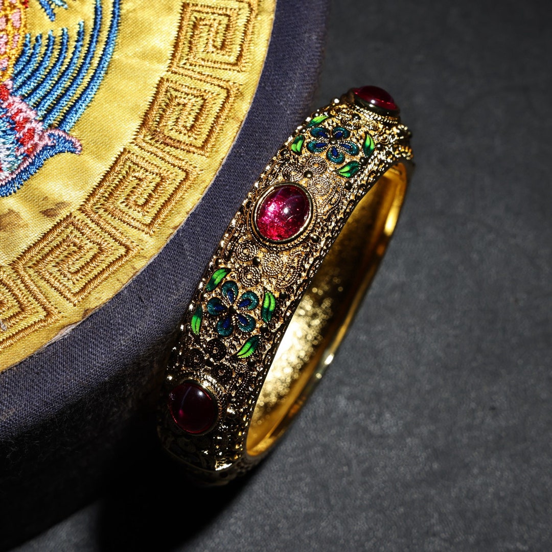 E3741 Inside Diameter 60mm Chinese Gold Wires Enamel Inlay Gem - Etsy