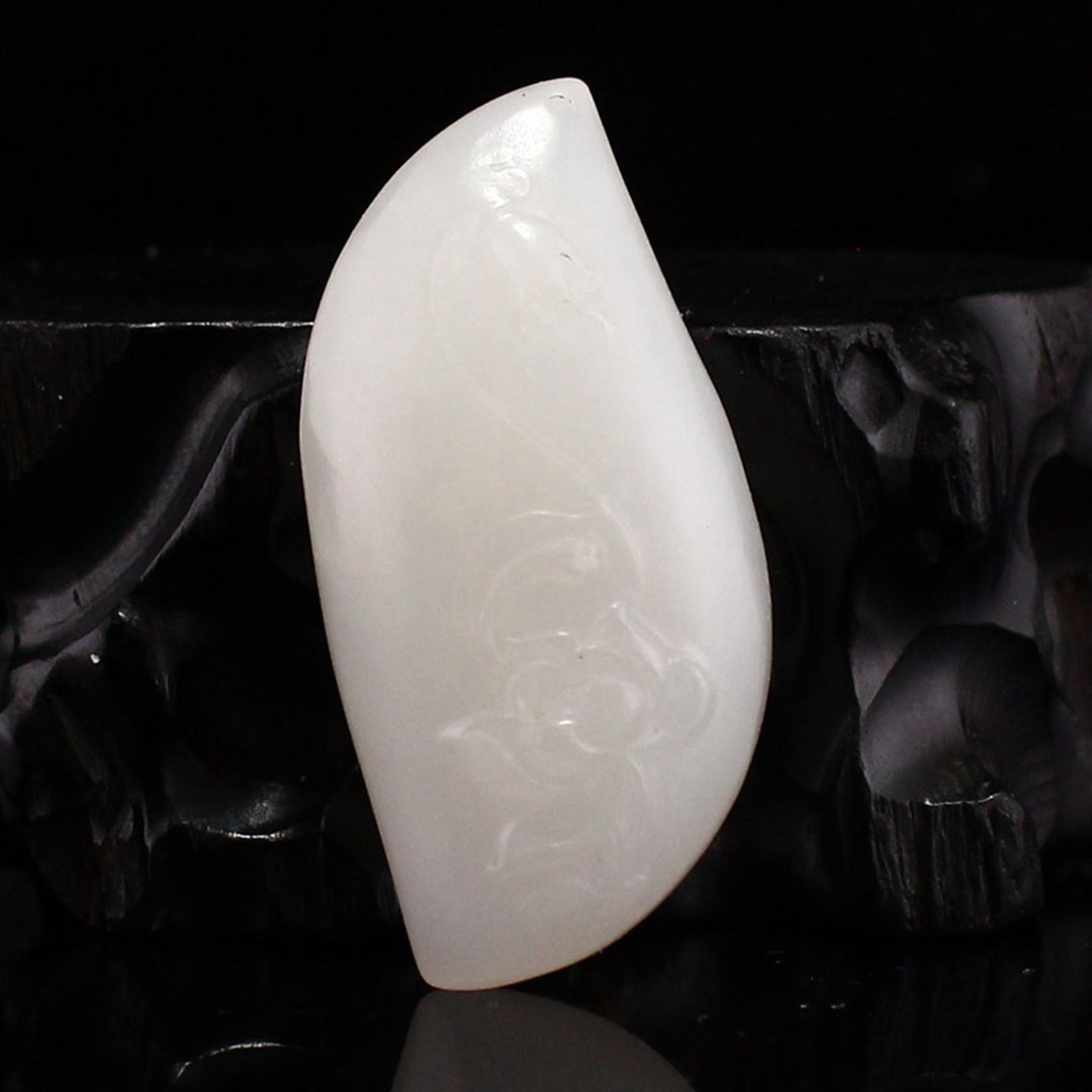 E9893 Chinese Natural Hetian Jade Lotus Flower Pendant - Etsy