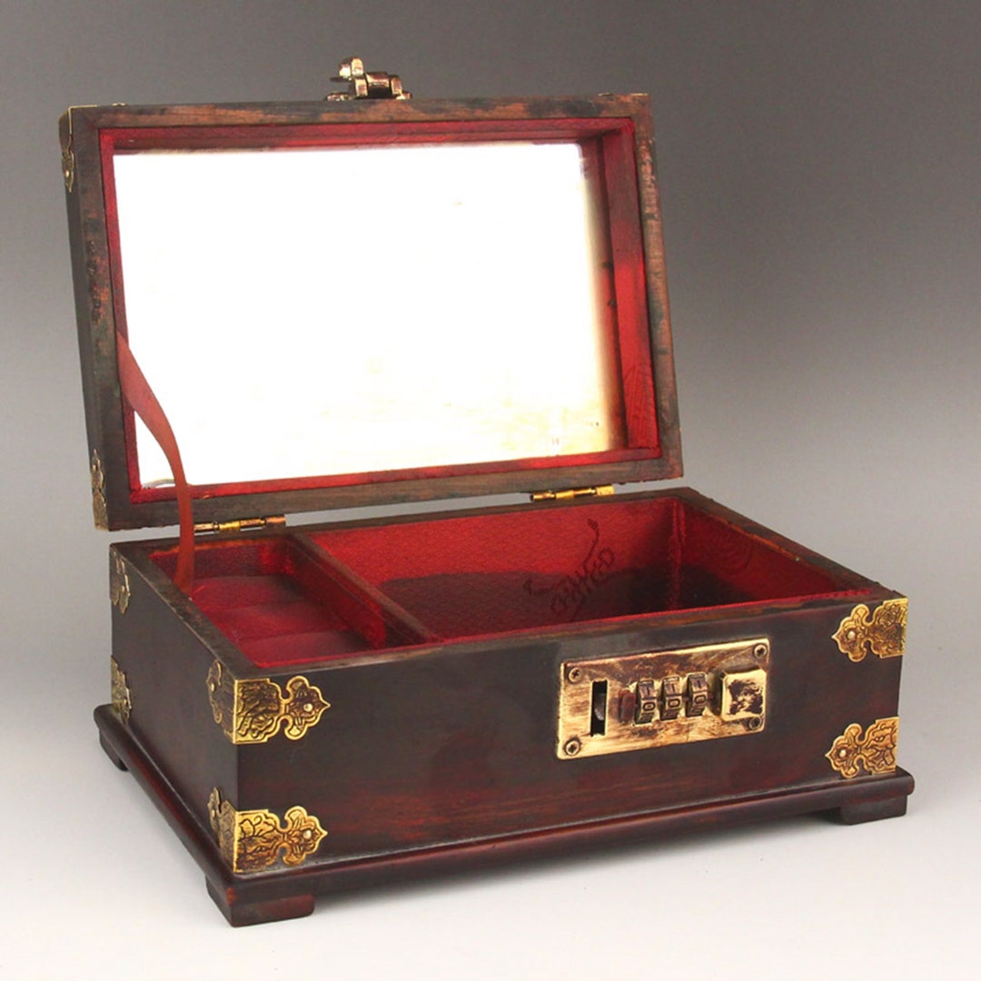 F0203 Vintage Chinese Zitan Wood Jewelry Box - Etsy
