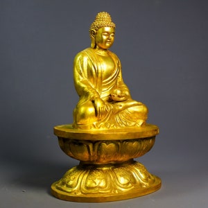 N3144 Old Chinese Gilt Gold Bronze Buddha Statue - Etsy