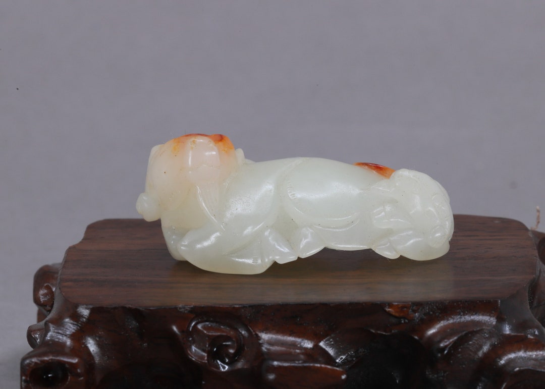 Chinese White Hetian Jade Statue Ram/sheep W Red Suffusions - Etsy