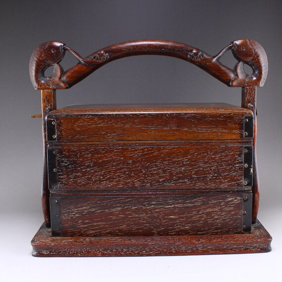 A2010 Vintage Chinese Zitan Wood Handle Food Box - Etsy