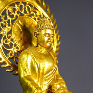 N3144 Old Chinese Gilt Gold Bronze Buddha Statue - Etsy