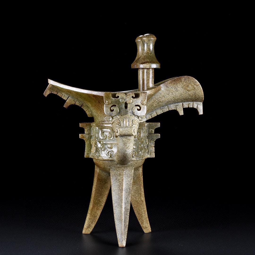 N6464 Vintage Chinese Jade High Relief Beast Head 3 Legs Wine Cup - Etsy