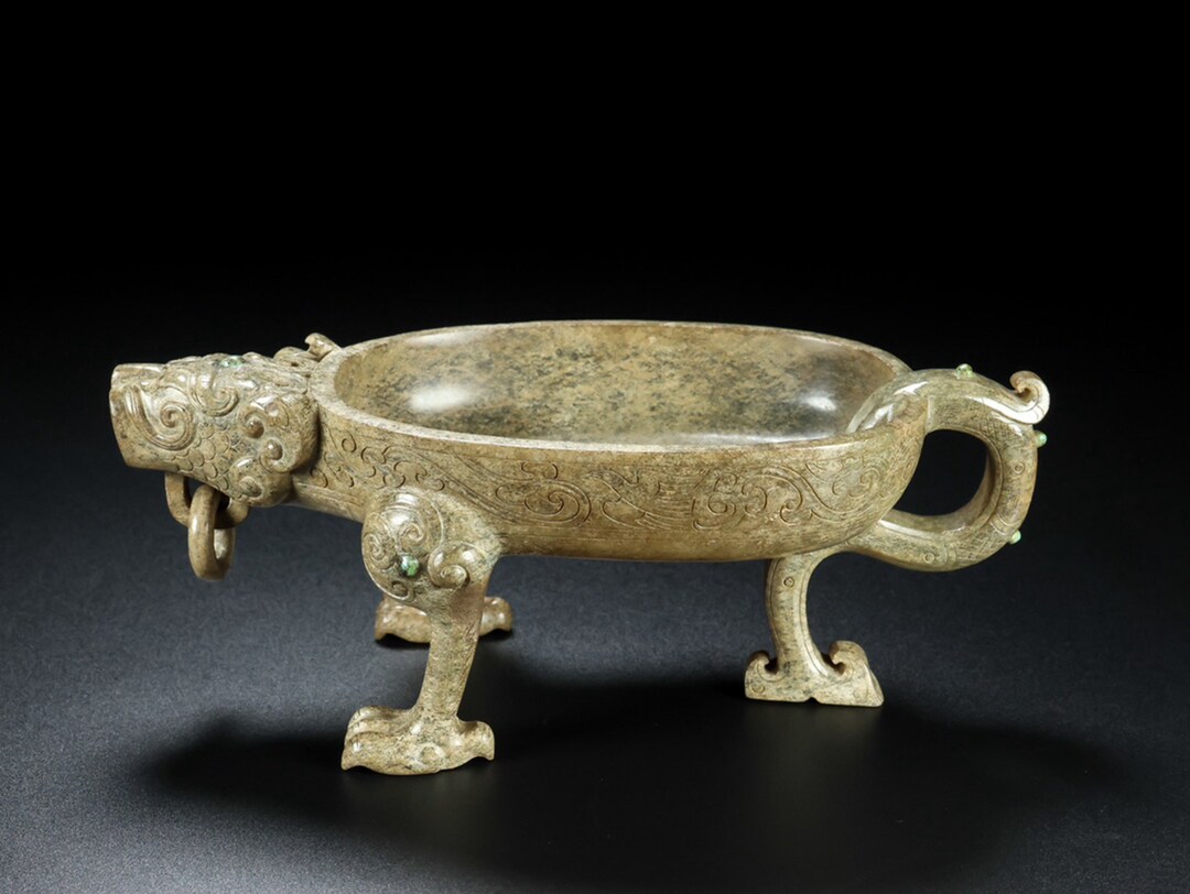 E9539 Vintage Chinese Hetian Jade Beast 3 Legs Wine Vessel - Etsy