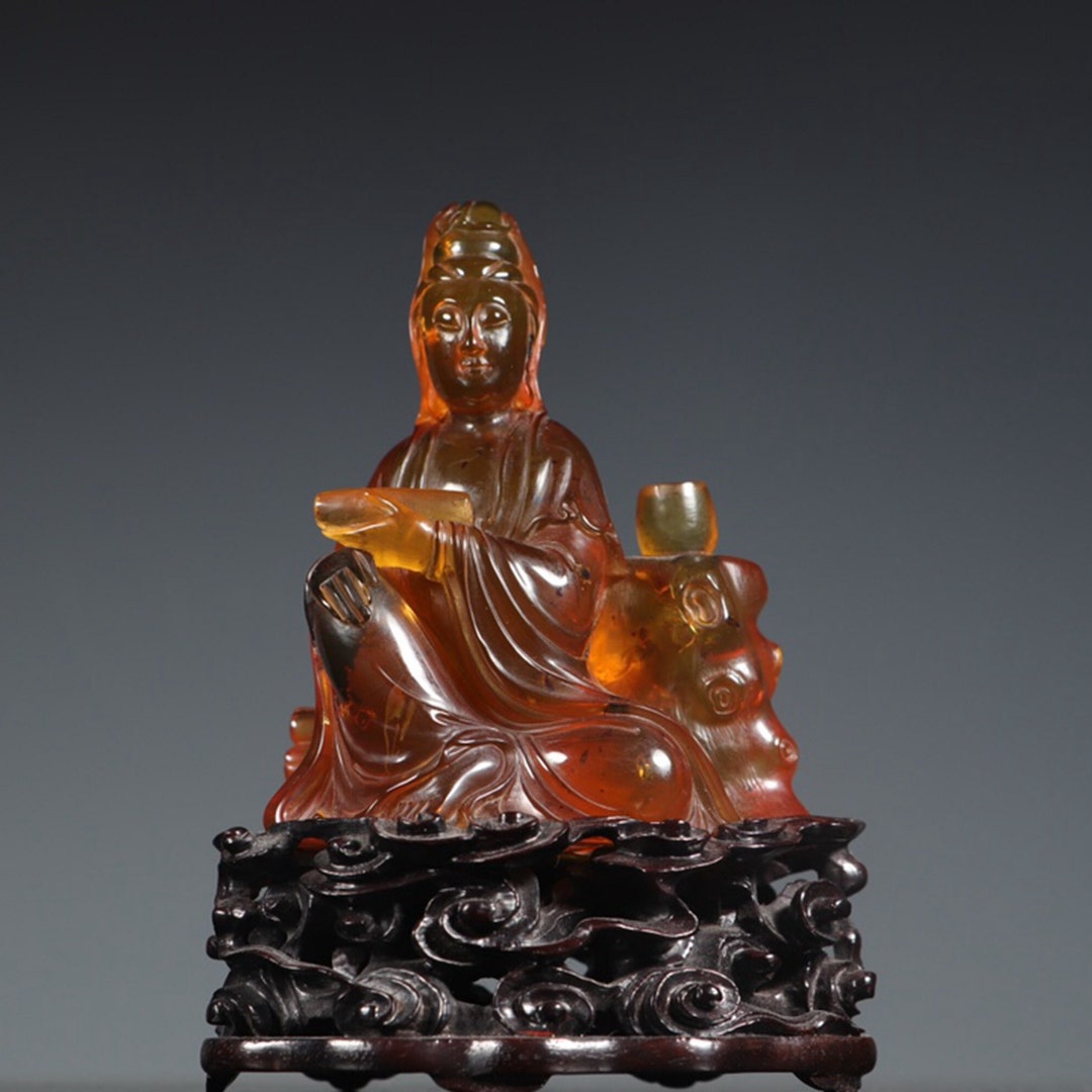 E4480 Beautiful Natural Amber Carved Kwan-yin Statue - Etsy