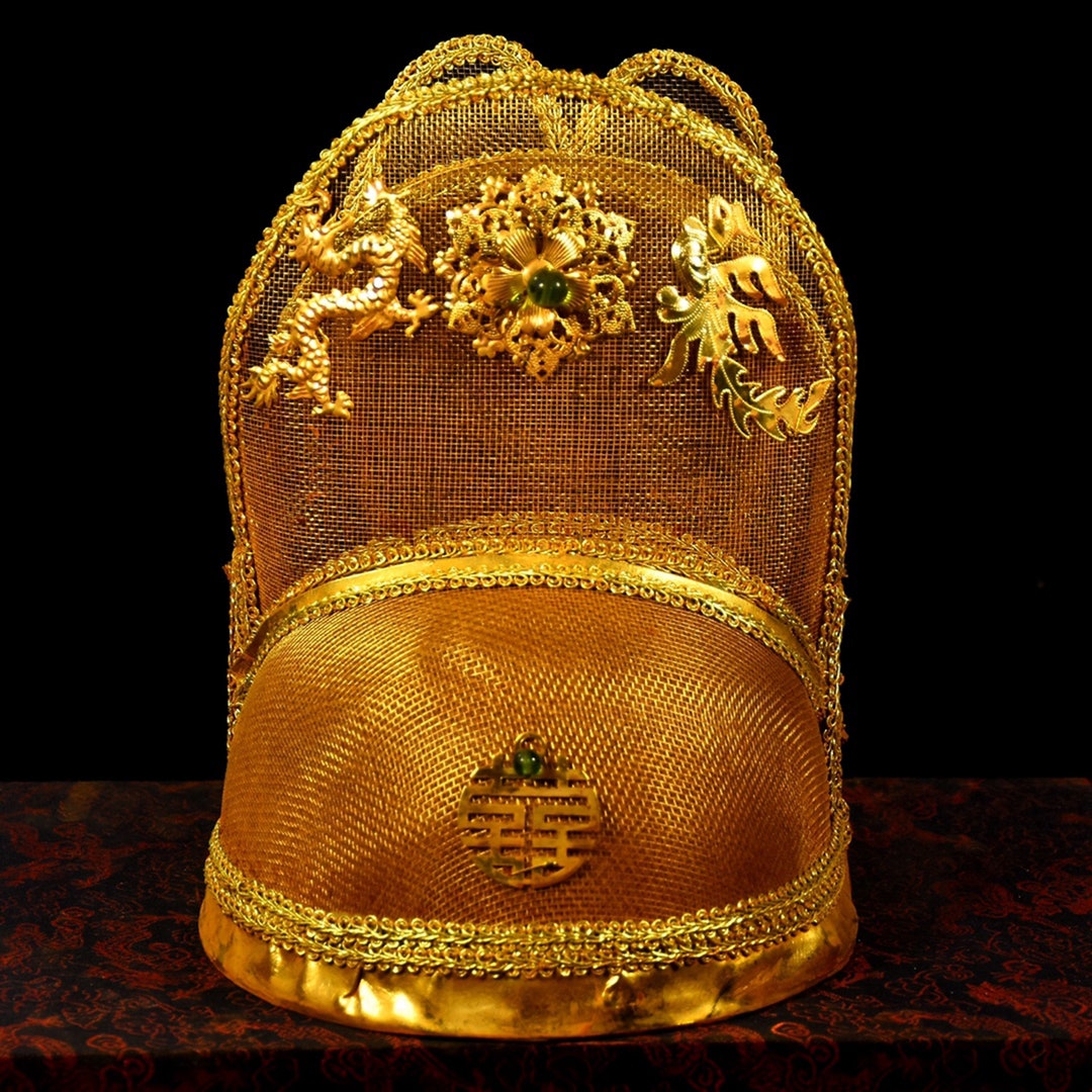 E7177 Beautiful Chinese Gold Wires Inlay Gem Dragon Phoenix Crown - Etsy