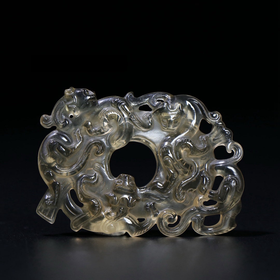 N0211 Openwork Old Chinese Crystal Chi Dragon Pendant - Etsy