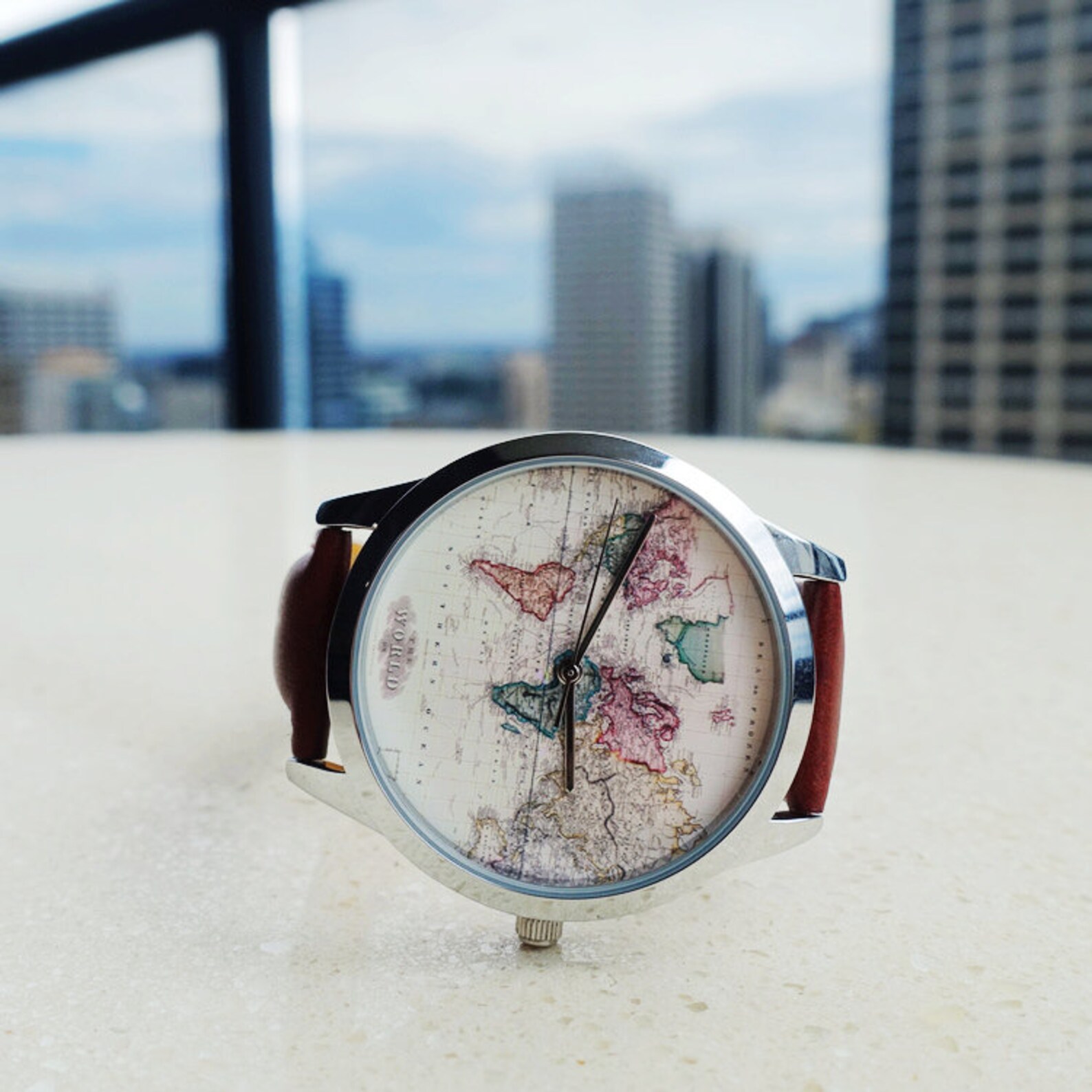 Antique Map Watchvintage Style Leather Watchwomen Watches - Etsy