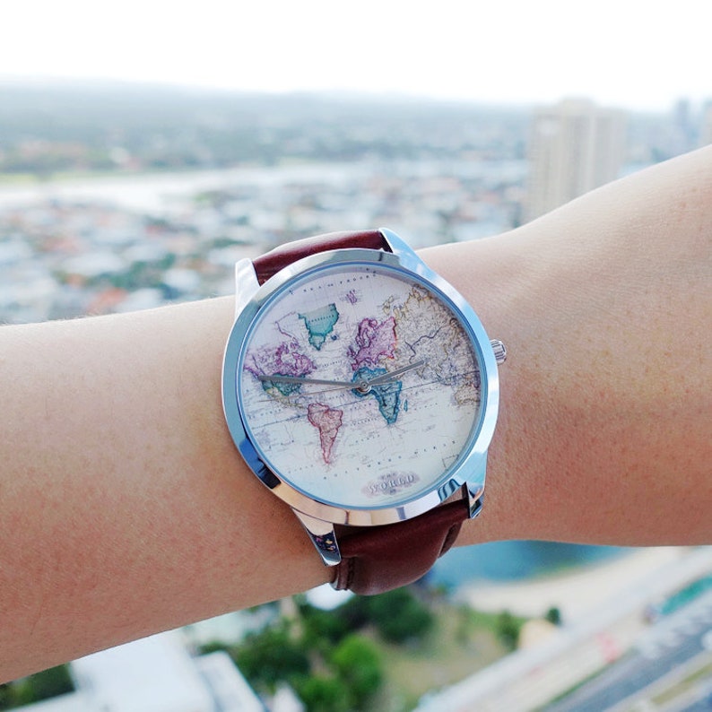 Antique Map Watchvintage Style Leather Watchwomen Watches - Etsy