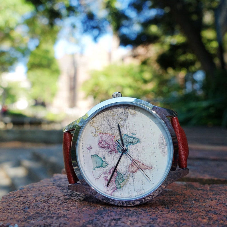Antique Map Watchvintage Style Leather Watchwomen Watches | Etsy