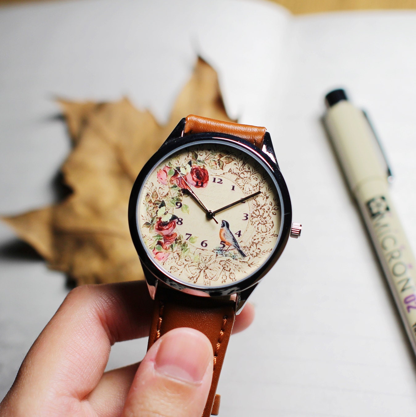 Birds and floralVintage Bird watch Wrist Watch Women Watch | Etsy