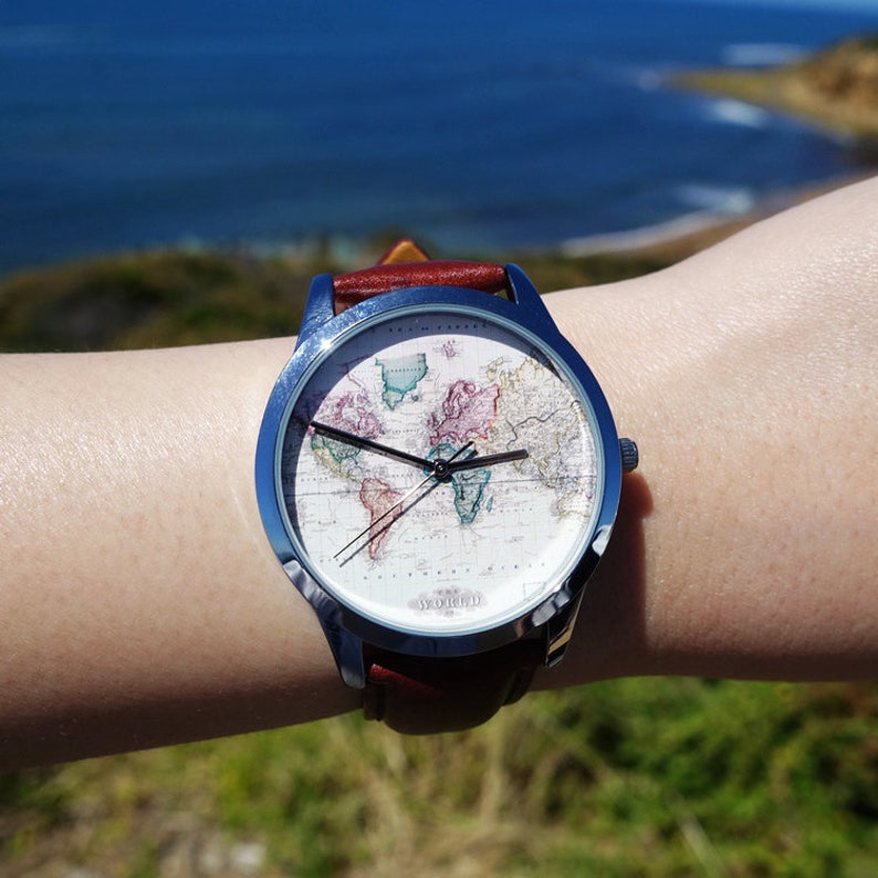 Antique Map Watchvintage Style Leather Watchwomen Watches - Etsy