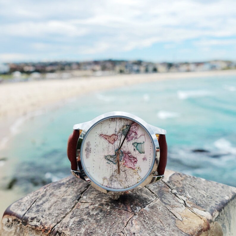 Antique Map Watchvintage Style Leather Watchwomen Watches | Etsy