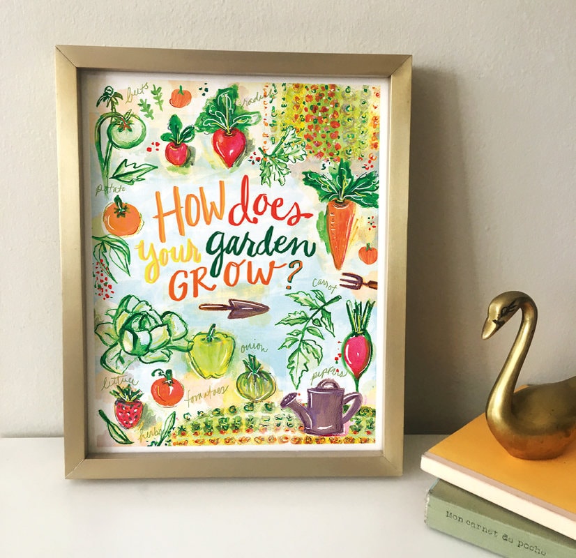 Art Print - How Does Your Garden Grow - Illustration - Garden - Kitchen ...
