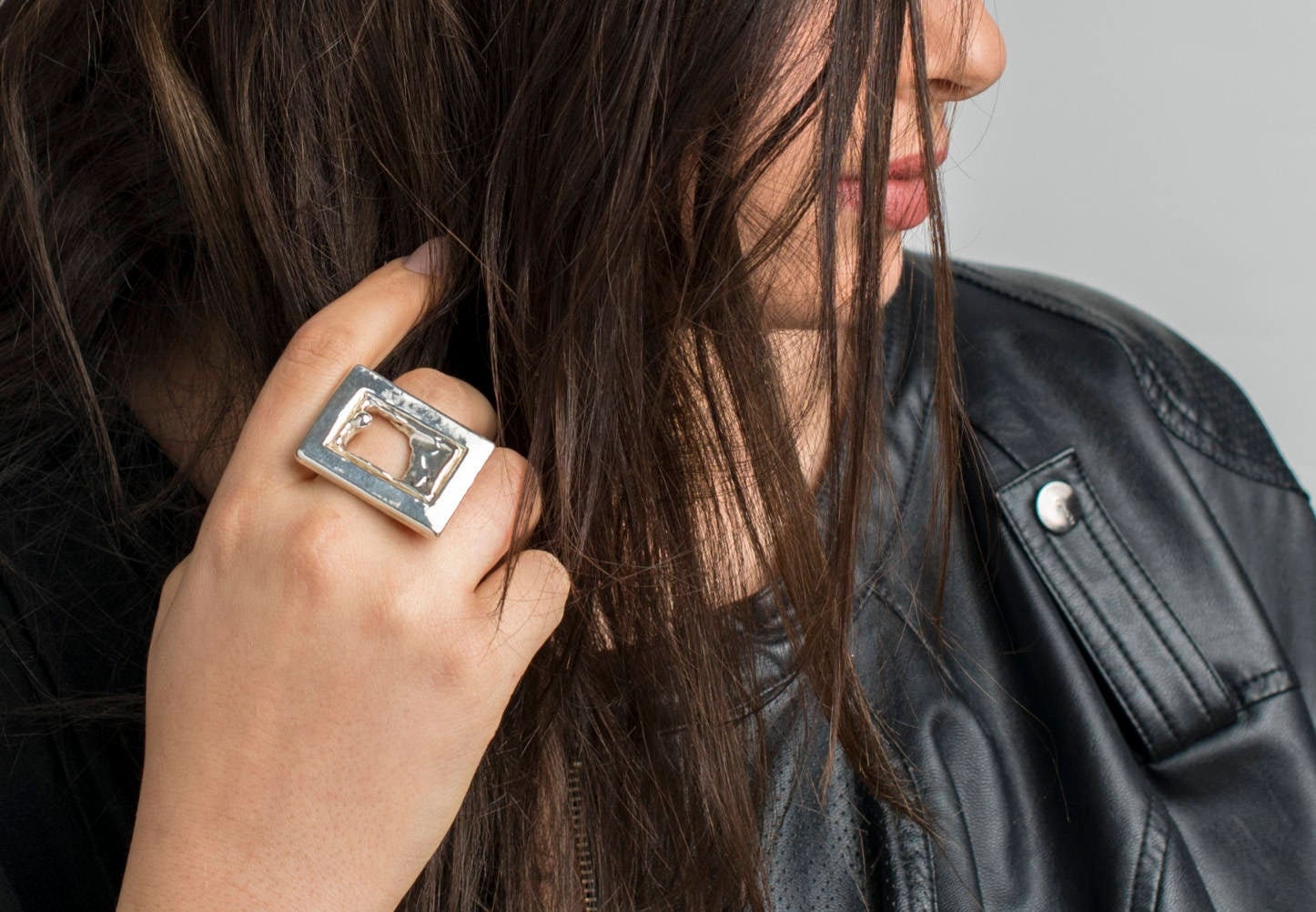 Large Square Silver Ring - Silver Statement Ring - Geometric Chunky ...