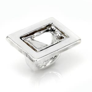 Large Square Silver Ring - Silver Statement Ring - Geometric Chunky ...