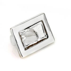 Large Square Silver Ring - Silver Statement Ring - Geometric Chunky ...