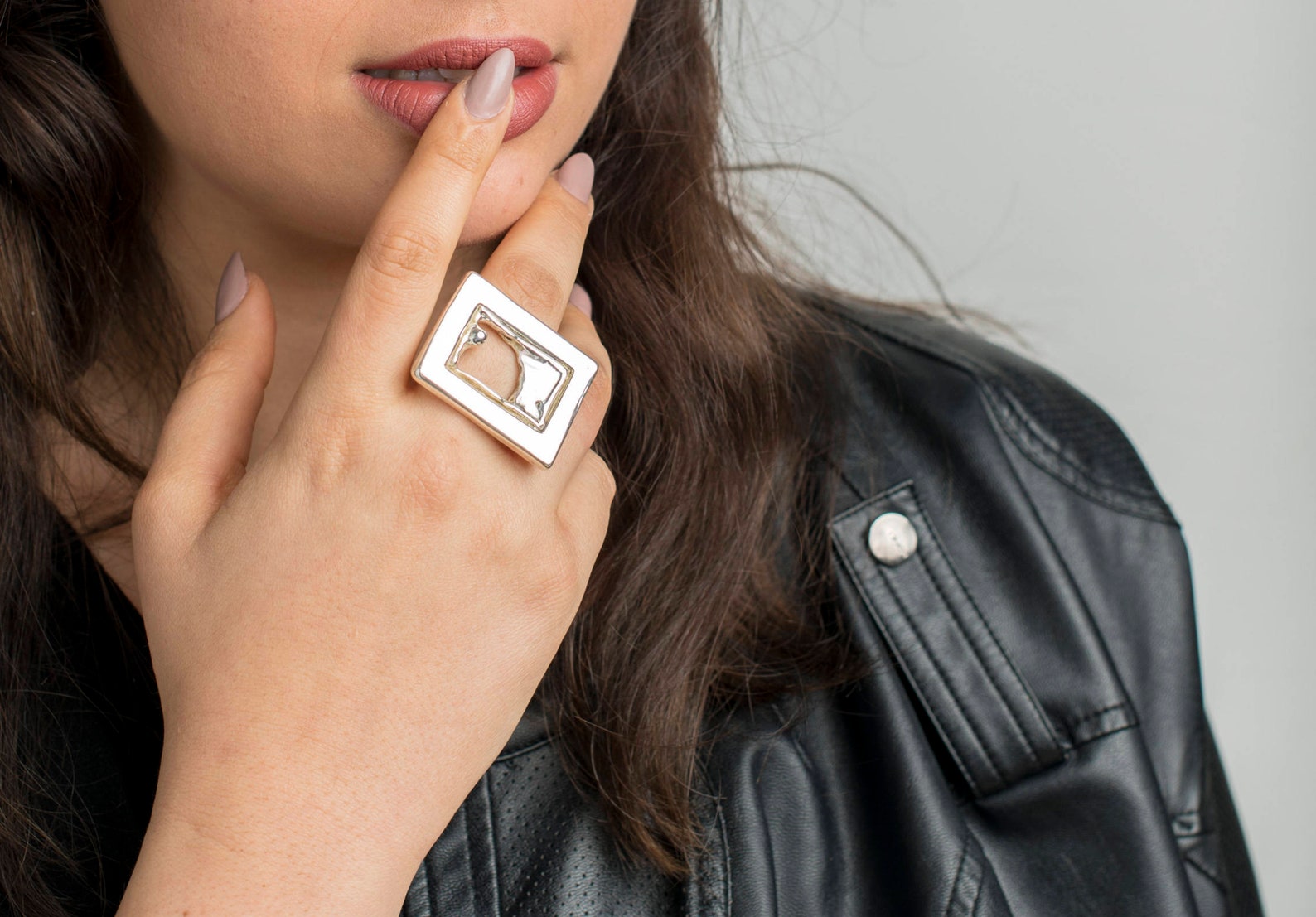 Large Square Silver Ring - Silver Statement Ring - Geometric Chunky ...