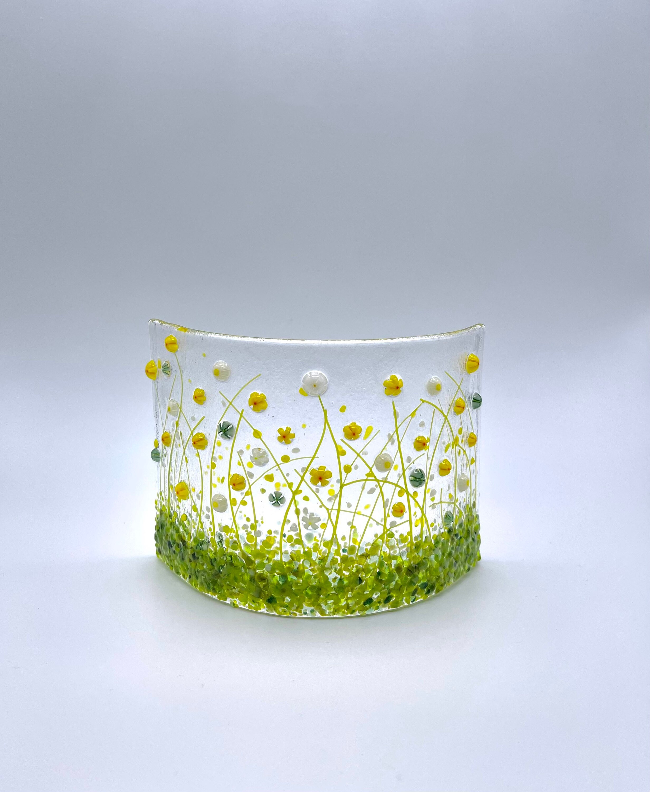 Glass Screen-fused Glass Flower Meadow Picture-yellow and - Etsy