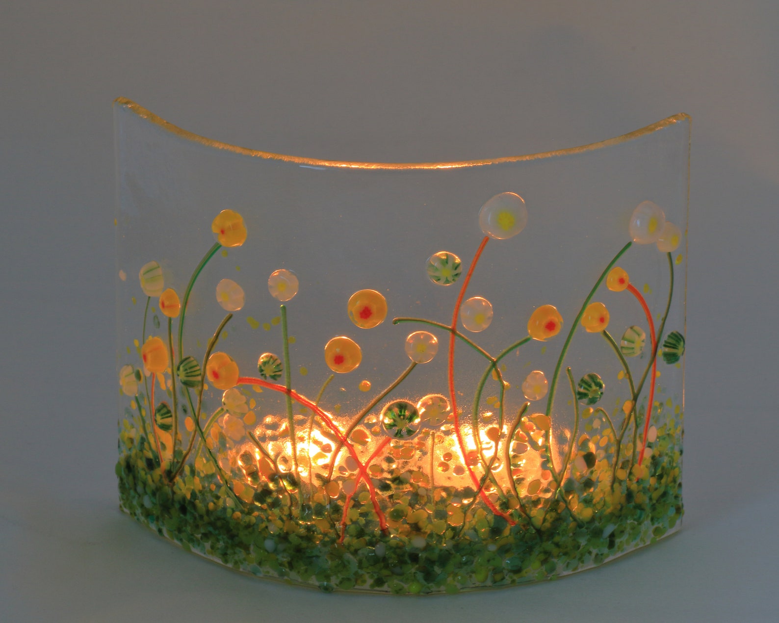 Glass Screen-fused Glass Flower Meadow Picture-yellow and | Etsy UK