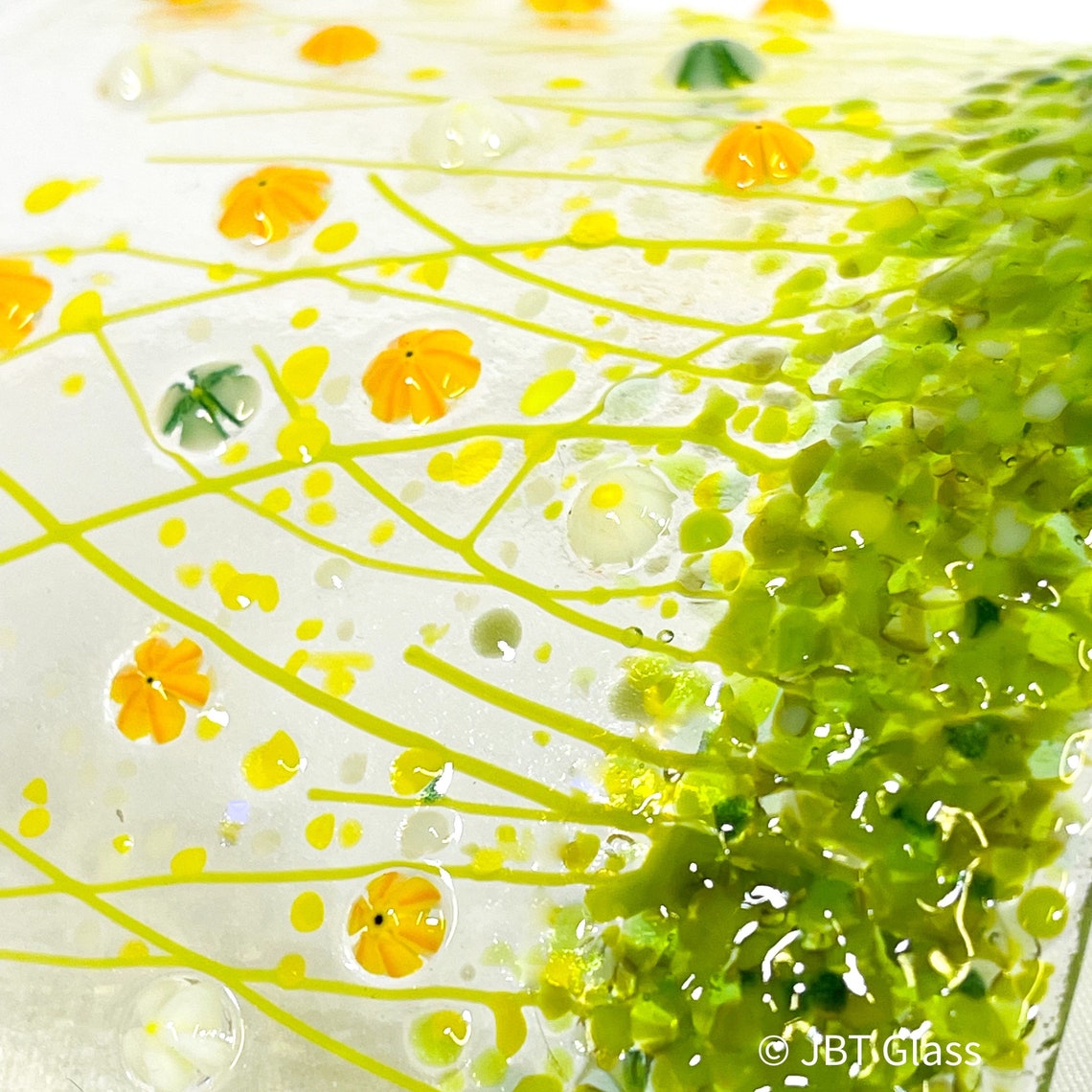 Glass Screen-fused Glass Flower Meadow-marigold, Yellow and White ...