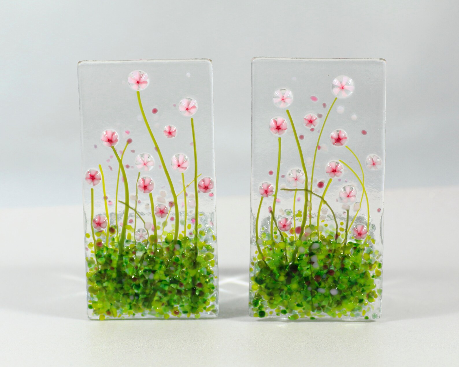 Tea Light-candle Display-shades of Pink-glass Plaque-fused | Etsy