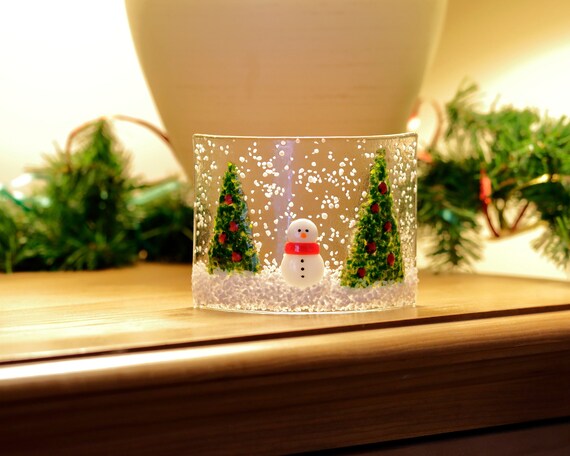 Glass Screen-fused Glass Screen-snowman Glass Screen-glass | Etsy
