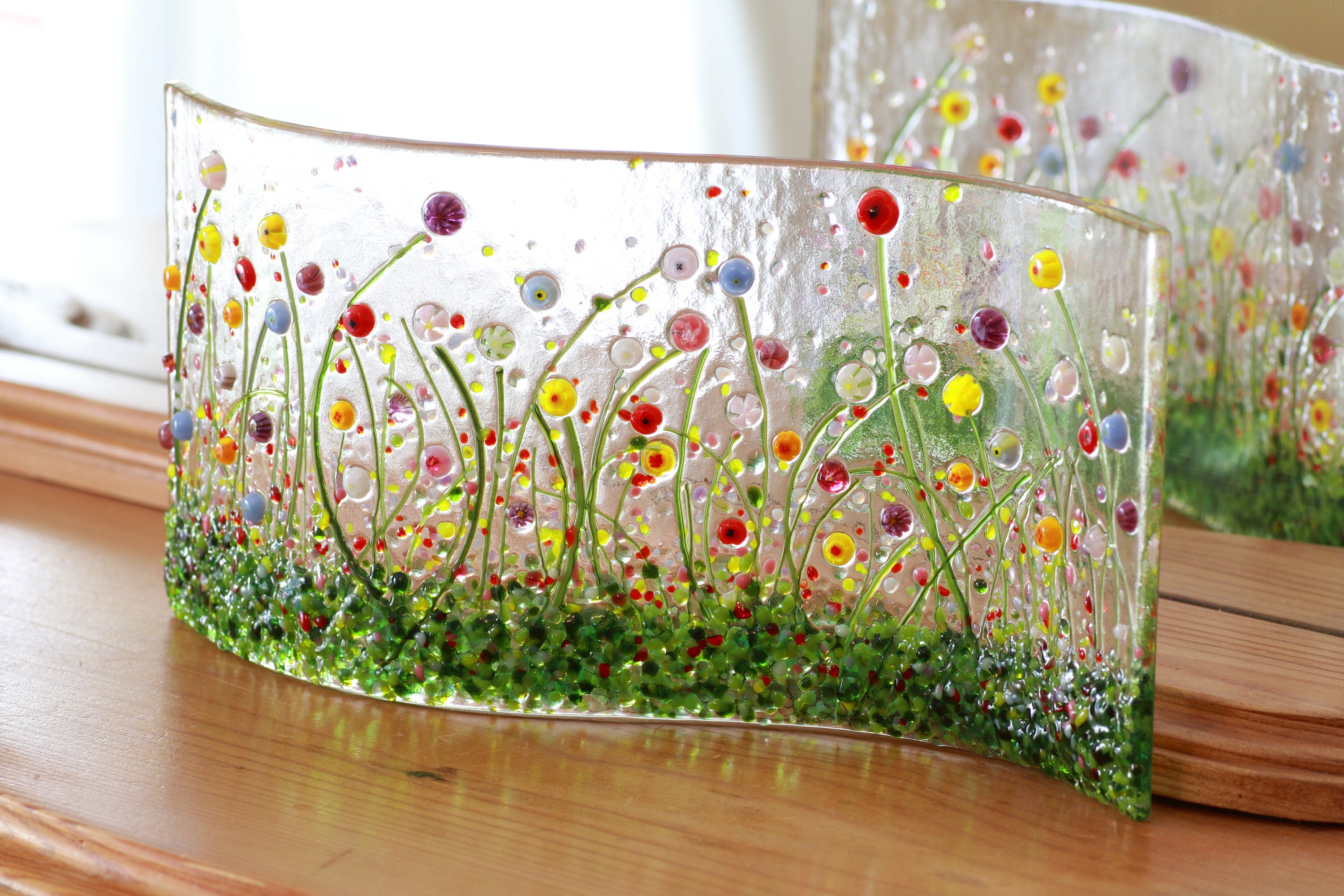 Glass Screen-fused Glass Wave-rainbow-multi Coloured-glass - Etsy UK