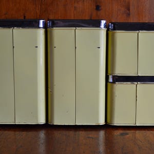 Vintage Set of 4 Garner Ware Tin Flour, Sugar, Tea, & Coffee Containers ...